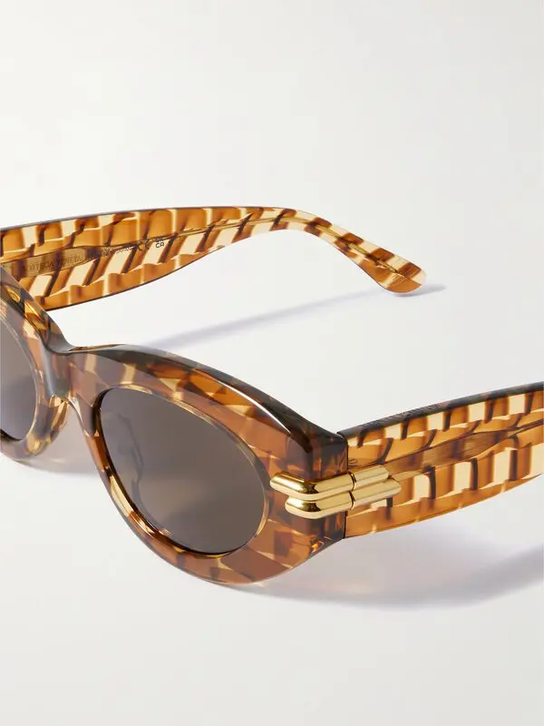 Bottega Veneta Oval Acetate Tortoiseshell Sunglasses