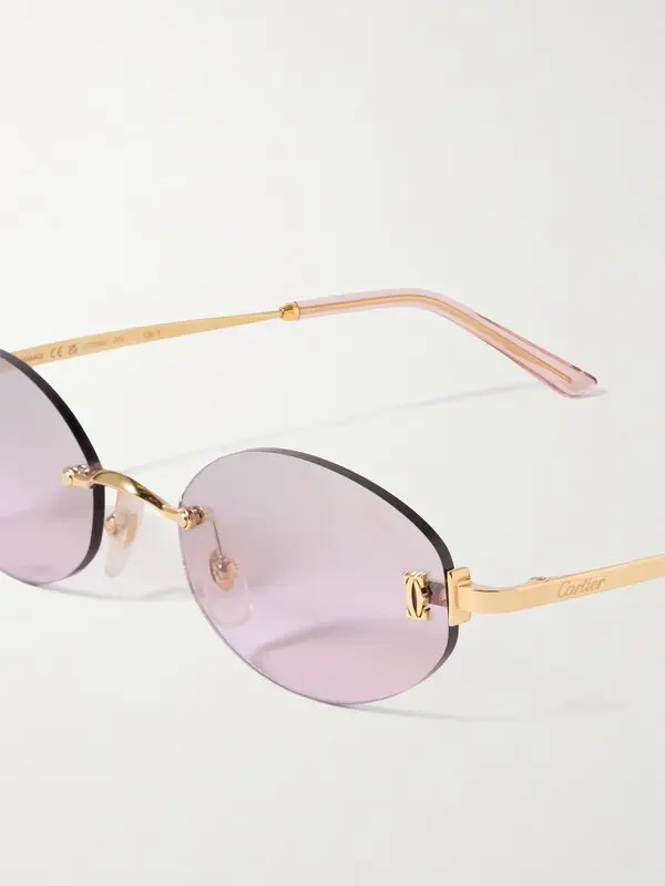 Cartier Double C Rimless Oval-frame Sunglasses - Gold