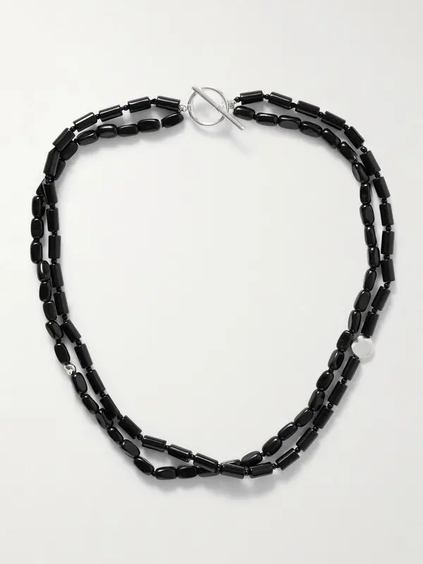 Agmes Willa Sterling Silver And Onyx Necklace