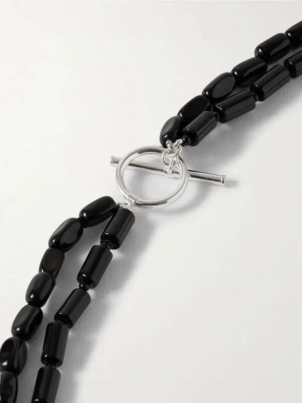 Agmes Willa Sterling Silver And Onyx Necklace