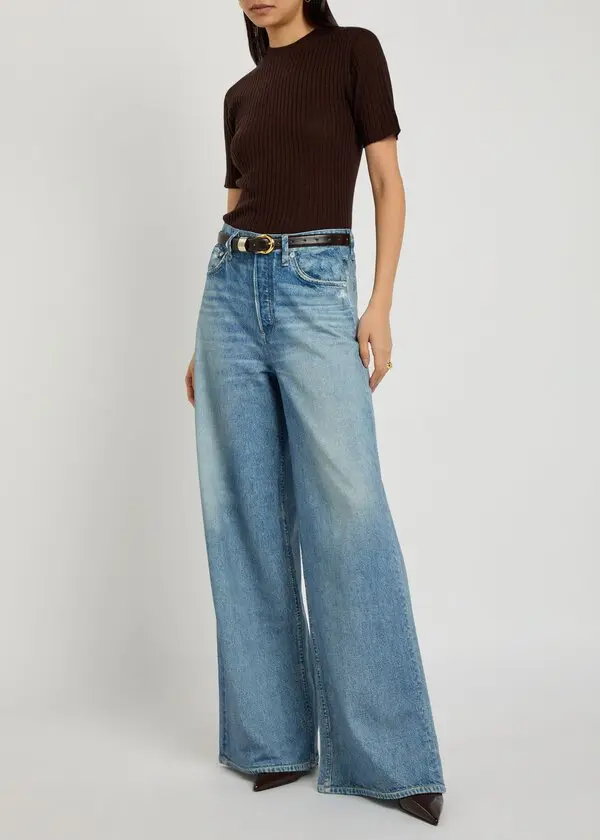Rag & Bone Miramar Sofie Jeans-print Terry Trousers - Light Blue