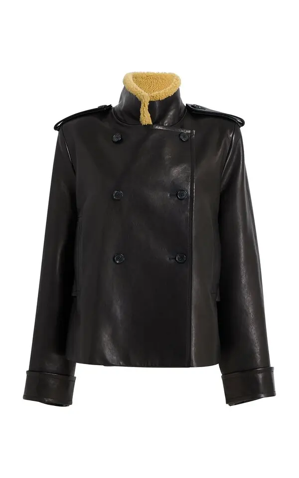 Khaite Dean Shearling-collar Leather Jacket - Black