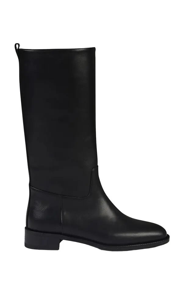 SALONDEJU Classic Leather Knee-high Boots - Black
