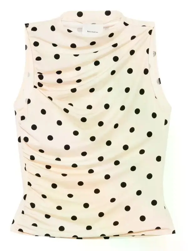 REFORMATION Marlo Knit Top Polka Dot