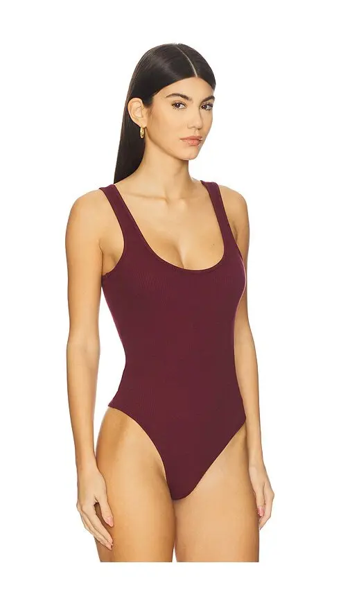 L'Agence Nica Scoop Neck Tank Bodysuit - Red