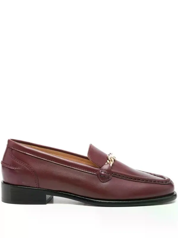 Maison Kitsuné Profile Fox Loafers With Gold-tone Chain Detail - Red