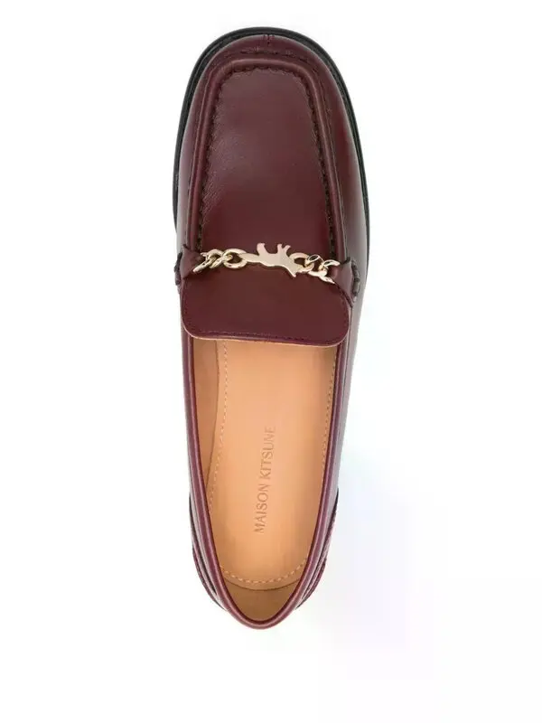 Maison Kitsuné Profile Fox Loafers With Gold-tone Chain Detail - Red