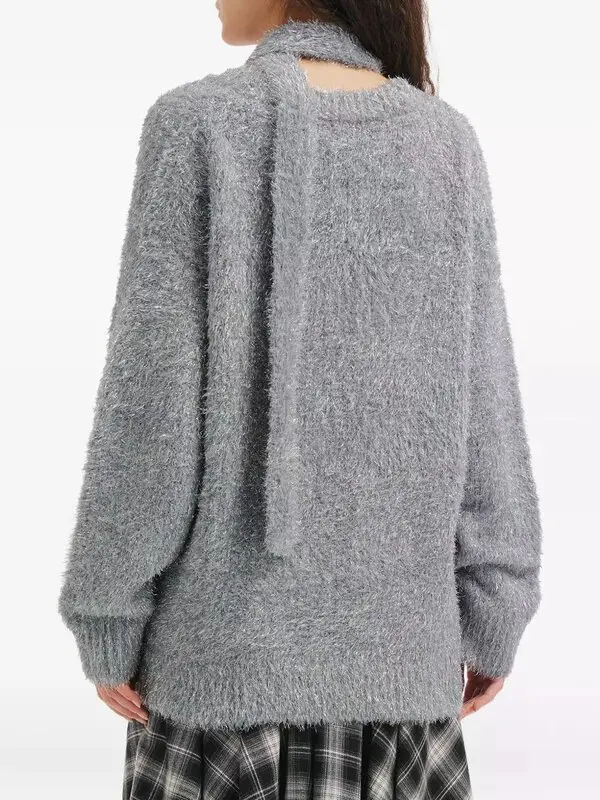 B+AB V-neck Attached Scarf Sweater