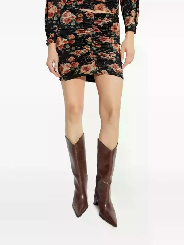 IRO PARIS Ruched Floral Print Skirt