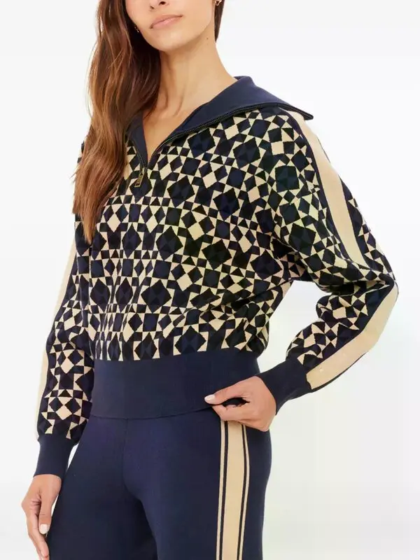 The Upside Cosmo Kairo Half-zip Knit With Geometric Pattern