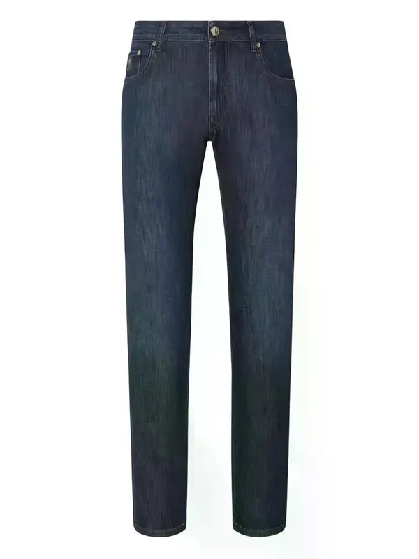 Corneliani Navy Logo Detail Pocket Jeans - Blue