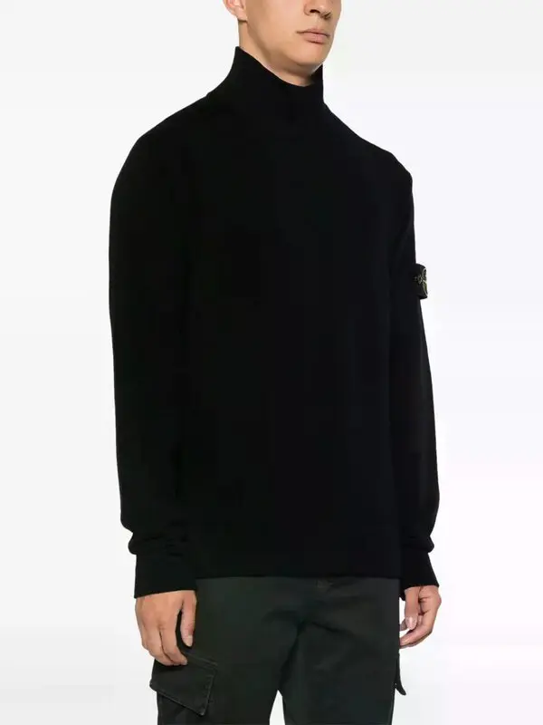 Stone Island Mock Neck Virgin Wool Blend Sweater