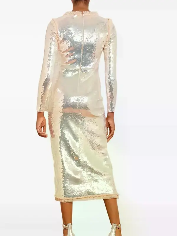 NEEDLE & THREAD Valerie Gloss Sequin Long-sleeve Dress