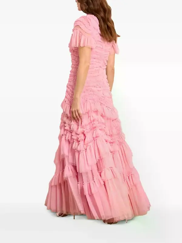 NEEDLE & THREAD Wild Rose Ruffled Tiered Dress - Pink