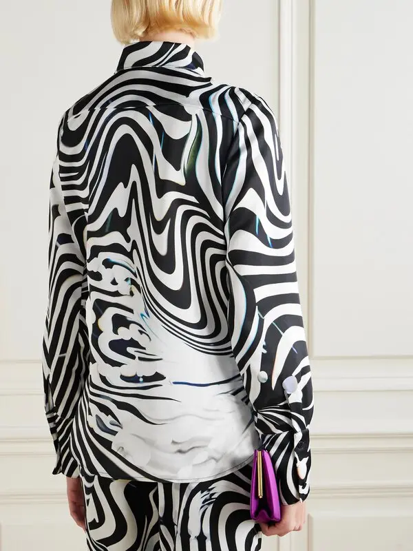 MARY KATRANTZOU Alcott Zebra-print Satin Blouse
