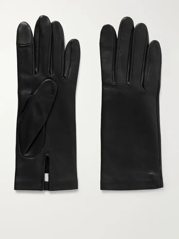 AGNELLE Kate Leather Gloves - Black