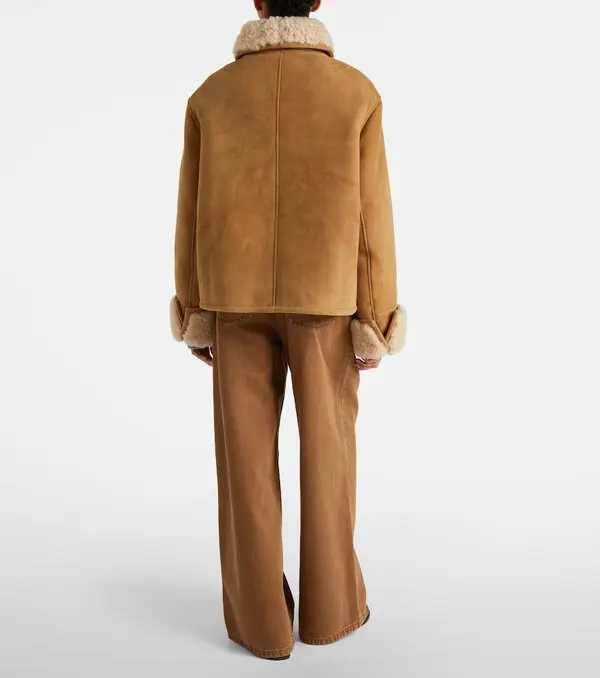 AMI Paris Shearling-trimmed Suede Jacket - Beige