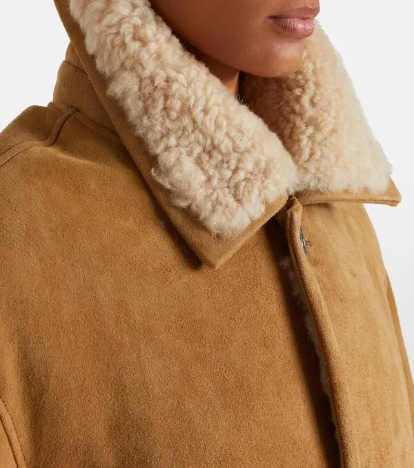 AMI Paris Shearling-trimmed Suede Jacket - Beige