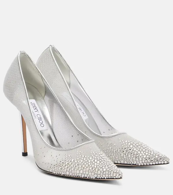 JIMMY CHOO Love 100 Crystal-embellished Pumps