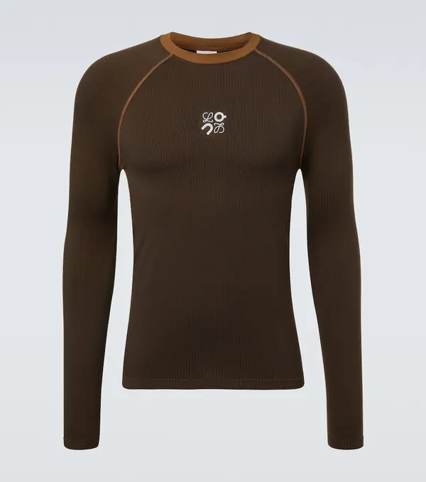 Loewe X On Logo Technical Long Sleeve Top In Toffee