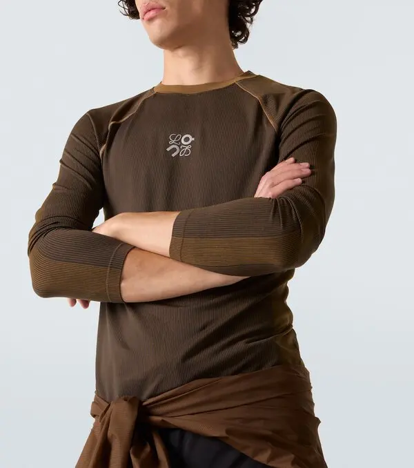 Loewe X On Logo Technical Long Sleeve Top In Toffee