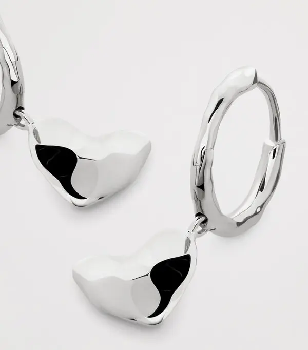 Monica Vinader Sterling Heart Drop Huggie Earrings - Silver