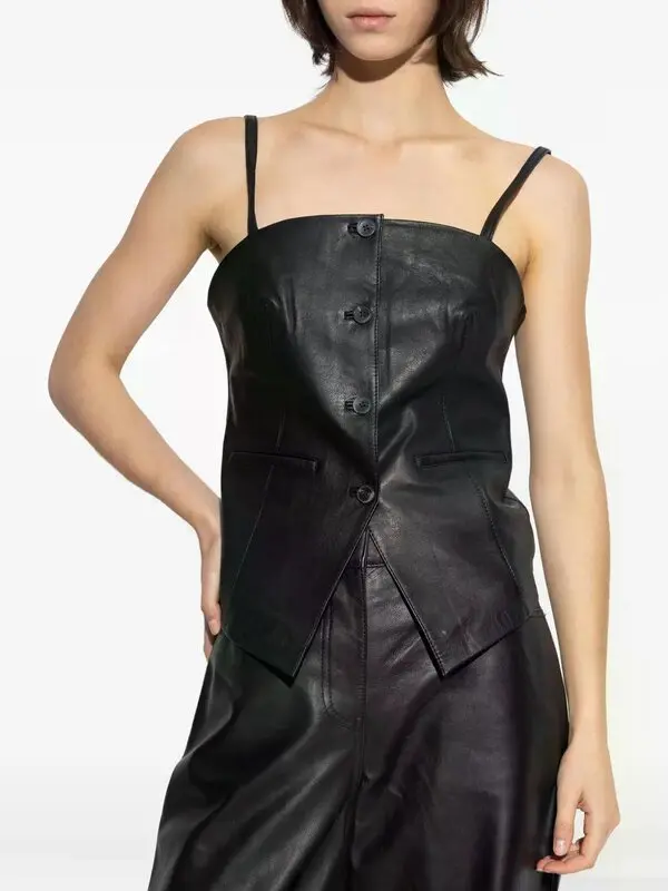 SAMSOE SAMSOE Buttoned Leather Top