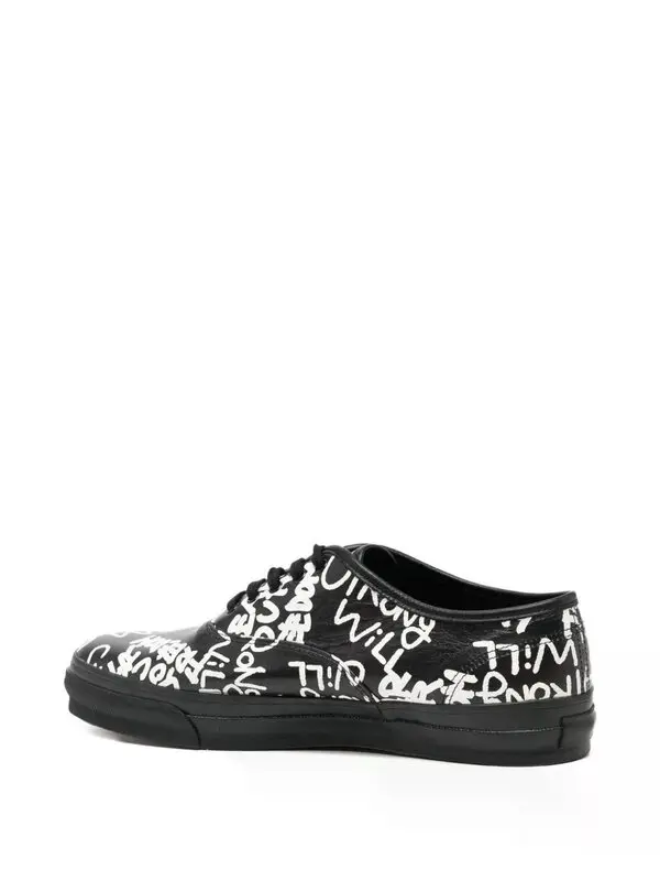 Comme Des Garçons Printed Leather Sneakers - Black