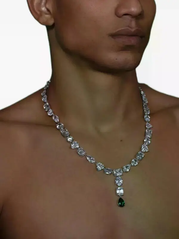 VEERT Tone Drop Pendant Necklace With Geometric Embellishments