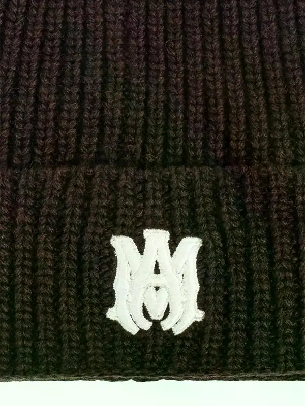 Amiri Ma Ribbed Beanie - Brown