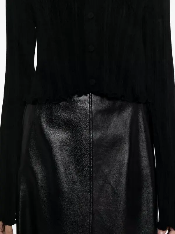 JIL SANDER Ribbed Cardigan With Frilled Hem