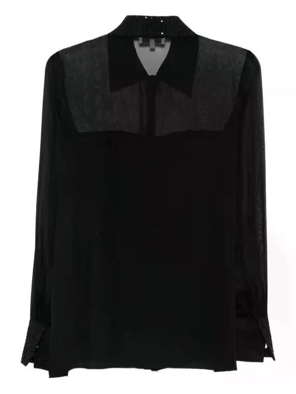 Antonelli Firenze Embellished Sheer Shirt - Black