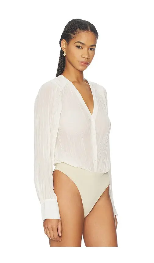FAVORITE DAUGHTER Pleated Charmeuse Bodysuit