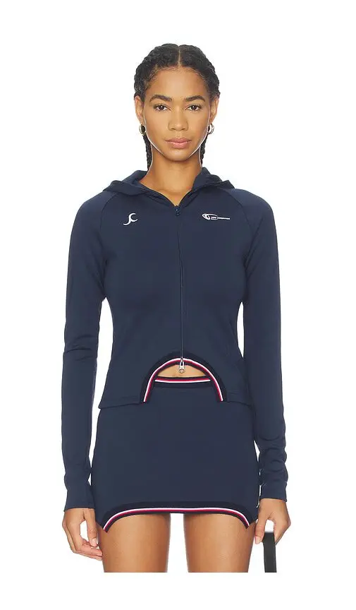 JADE CROPPER Hooded Top - Navy