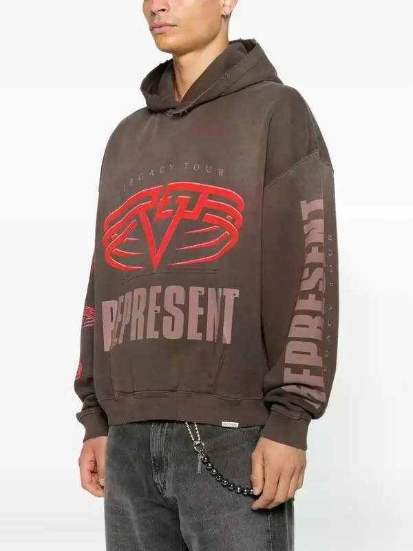 REPRESENT Graphic-print Hoodie - Brown