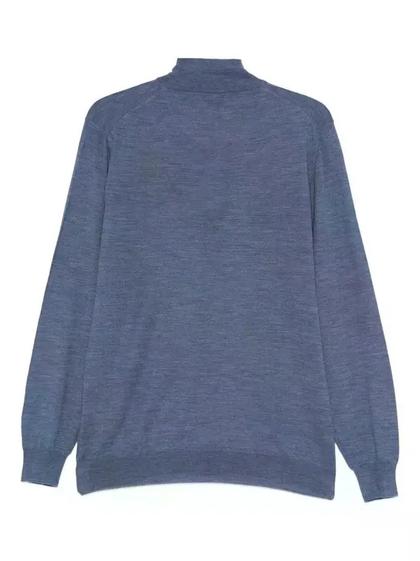 Fedeli Half-zip Fine Knit Long Sleeve Top - Blue