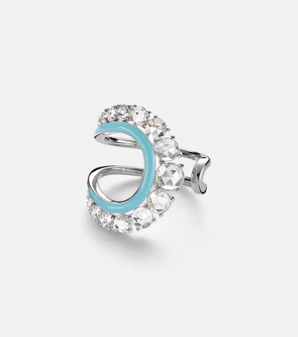 KAMYEN Moonlight 18kt White Gold Diamond And Enamel Ring - Silver