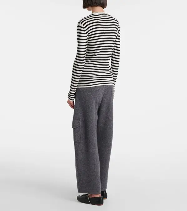 LISA YANG Vivian Striped Cotton And Cashmere Top - Multicoloured