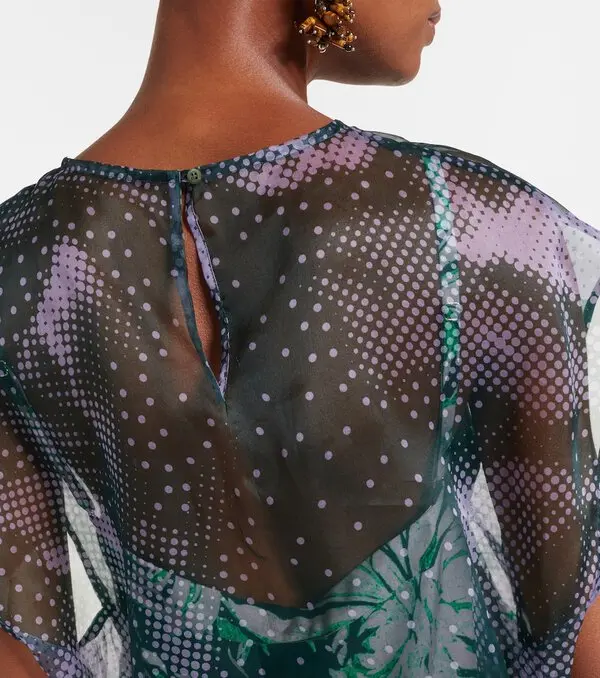Dries Van Noten Printed Silk Organza Top