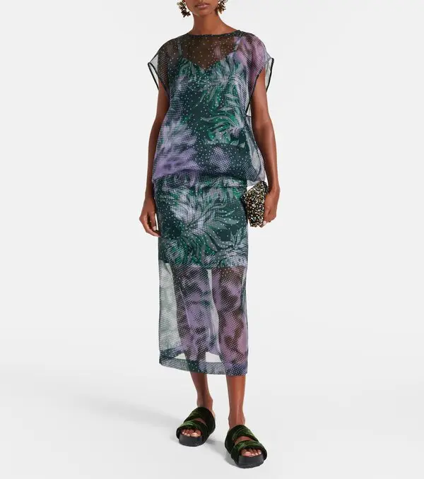 Dries Van Noten Printed Silk-blend Midi Skirt - Multicoloured