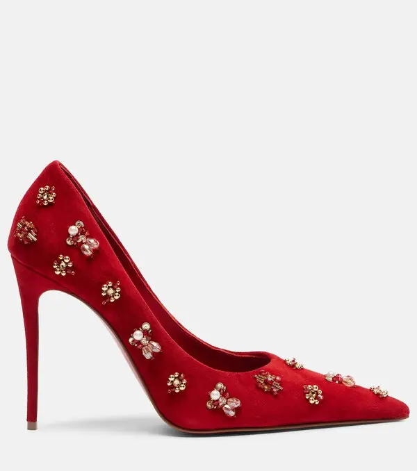 CHRISTIAN LOUBOUTIN Mix Kate 100 Embellished Suede Pumps