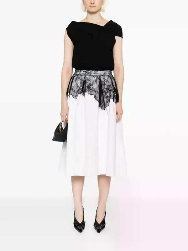 YCH Lace Trimmed Midi Skirt