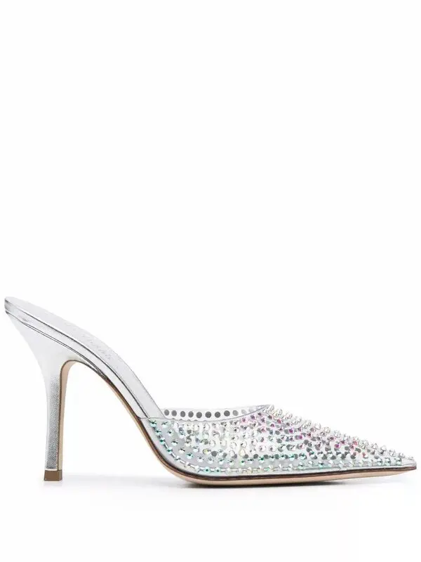 Paris Texas 95mm Crystal-embellished Mules - Silver