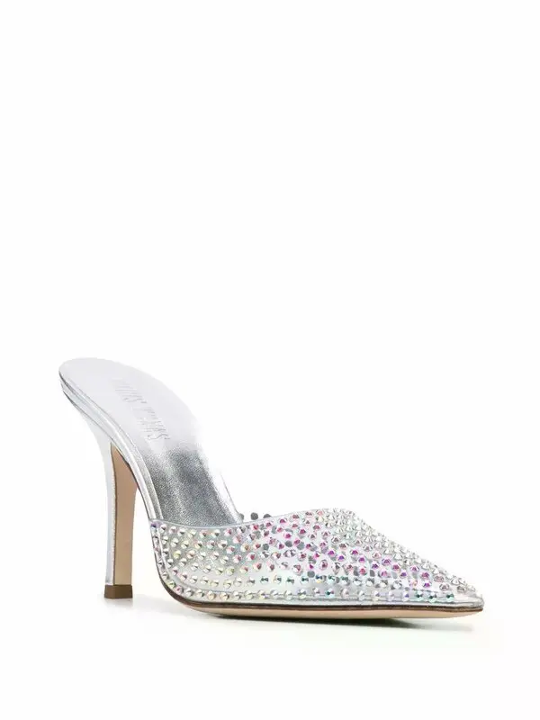 Paris Texas 95mm Crystal-embellished Mules - Silver