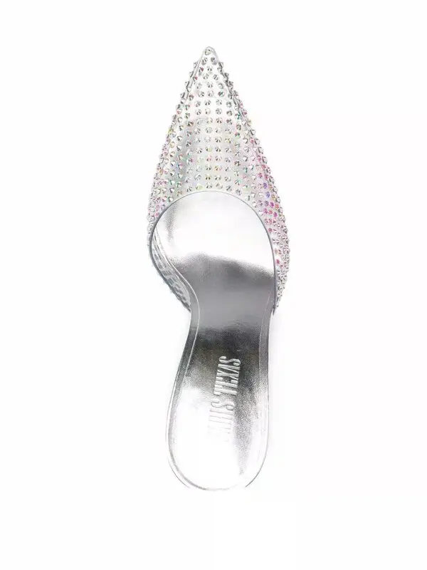 Paris Texas 95mm Crystal-embellished Mules - Silver