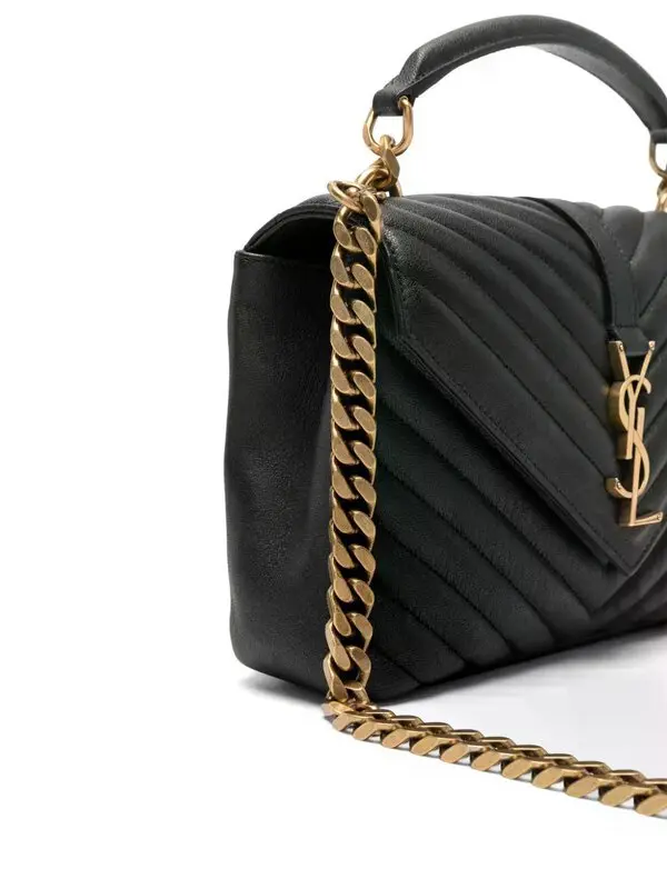 Saint Laurent College Chevron-quilted Leather Tote Bag