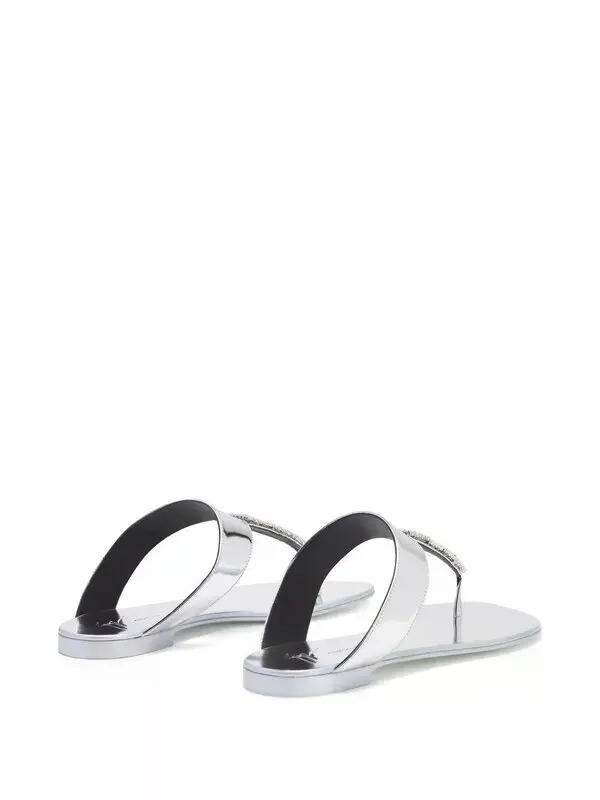 GIUSEPPE ZANOTTI Cleta Crystal Embellished Leather Sandals - Silver