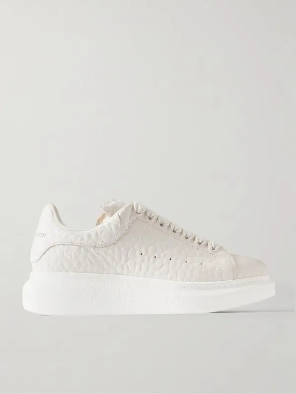 Alexander McQueen Textured-leather Exaggerated-sole Sneakers - Neutrals