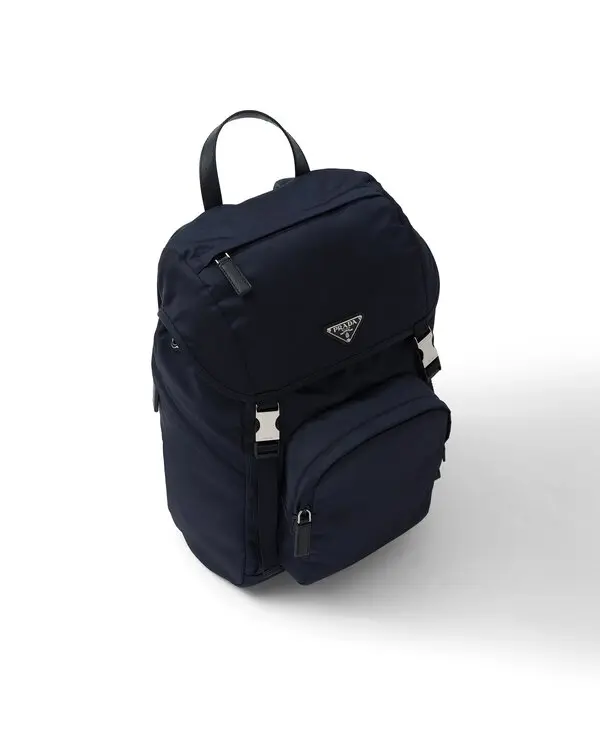 Prada Re-nylon And Saffiano Leather Backpack - Navy