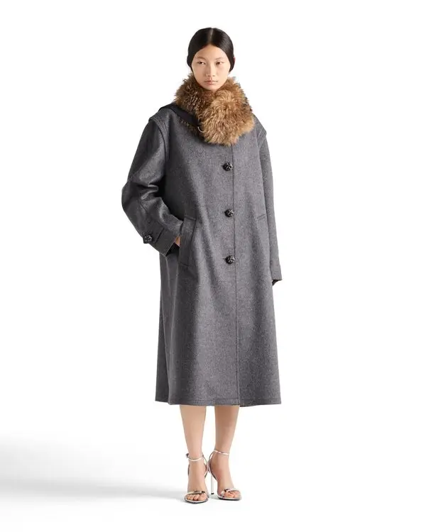 Prada Single-breasted Loden Cloth Coat